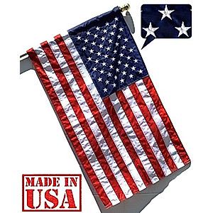 US Flag Factory - 2.5x4 FT American Flag (Sleeved) (Embroidered Stars, Sewn Stripes) - Outdoor SolarMax Nylon - 100% Made in America
