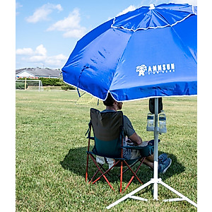 AMMSUN Portable Umbrella with Stand, 6.5ft Sun Shade Umbrella with Stand, Premium Lightweight Standing Umbrella for Sporting Games, Instant Sun Protection Patio Umbrella, Easy to Carry, Blue