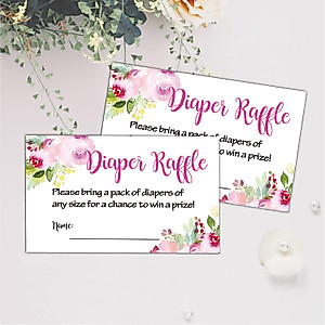 None Brand Floral Diaper Raffle Tickets, Baby Shower Invitations Insert Cards, Baby Shower Game (50 Pack)