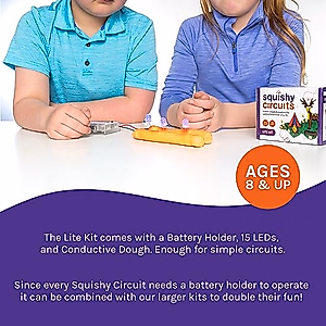 Squishy Circuits Lite Electric Circuit Kit for Kids – Beginner Circuit Kit w/Conductive Dough – Classroom Supplies to Make Creation Light Up, Beep - Gift for Kids 8+ Yrs