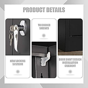 GREATMEET Metal Storage Cabinet with Lockable Doors and 2 Adjustable Shelves,Locking Steel Counter Cabinet for Home Office 120lbs Capacity per Shelf 41.6" H x 36" W x 18" D (Black)