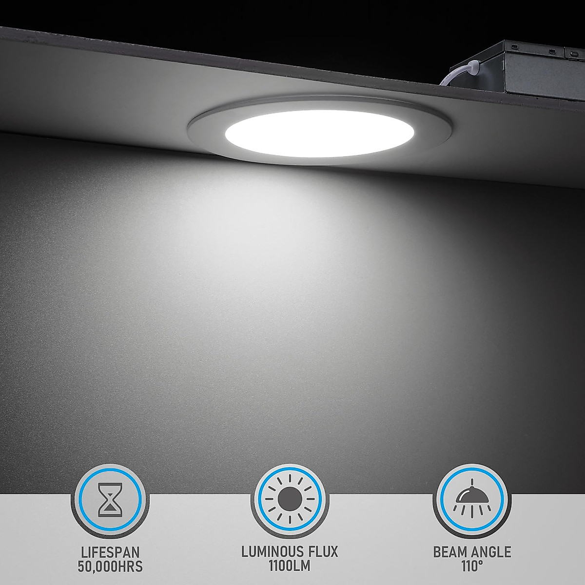 TORCHSTAR Basic Series 12-Pack 6 Inch Ultra-Thin LED Recessed Lighting with Junction Box, CRI90, Aluminum, 5000K Daylight, 5%-100% Dimmable Slim Recessed Downlight, 12W 1100LM, ETL and Energy Star