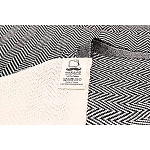 Turkish Hand Towel Set of 4 Herringbone Peshtemal Towel 100% Cotton 45x20" Light Weight Thin Quick Dry Hand Bath Hair Gym Face Tea Kitchen Set Farm House Decor Decorative Bathroom Towel (Black)