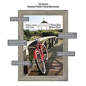 MCS Museum Poster Frame, Barnwood, 12 x 18 in, Single