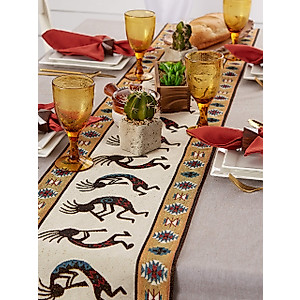 DII Tabletop Collection, Southwest Hacienda Stripe, Table Runner, 13x72, Kokopelli Tapestry