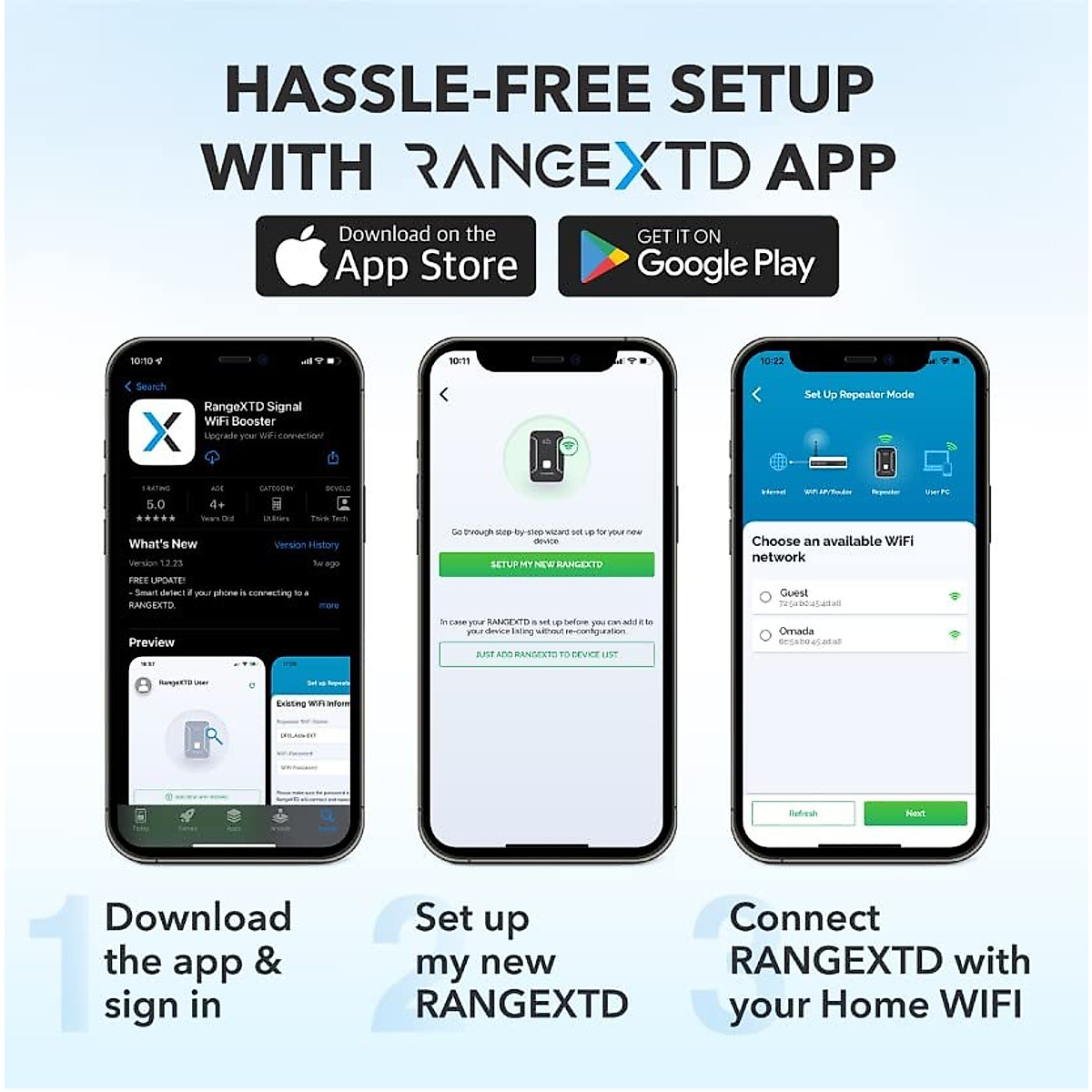 RANGEXTD WiFi Extender with Ethernet Port - WiFi Signal Amplifier Increases Home WiFi Coverage | Single-Band 2.4GHz WiFi Range Booster Fixes Dead Spots | Up to 300Mbps Speed, 10 Devices
