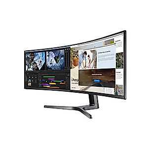 SAMSUNG Odyssey CRG Series 49-Inch Dual QHD (5120x1440) Gaming Monitor, 120Hz, Curved, QLED, HDR, Height Adjustable Stand, Radeon FreeSync (LC49RG90SSNXZA)