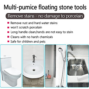 4TH Pumice Stone for Toilet Bowl Cleaning,Powerfully Remove Stubborn Stains： Limescale,Hard Water Ring,Calcium Buildup,Iron,Rust