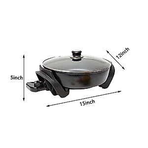 Nonstick Extra Deep Electric Skillet - With Lid With Steam Vent (12 Inch)