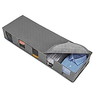 STOBAZA 1pc box Container Bed Bins Storage Quilt Dividers Capacity Clothes Gray Under Bags Non-woven Zipper and Shoe Divider Cloth for with Toys Clothing Practical Case
