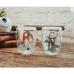 Disney The Nightmare Before Christmas Jack and Sally Stemless Wine Glasses, Set of 2