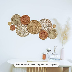Tropdeli Wall Basket Decor - Set of 10 Wicker Wall Decor, Basket Wall Decor Set for Living Room and Bedroom - Unique Wall Decor - Ready to Hang with Nails