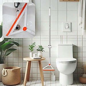 Magic Silicone Broom, Squeegee Broom for Floor, Rubber Broom with 51" Long Handle,Silicone Broom for Cleaning Floor Bathroom Kitchen Tile Marble Glass Windows,Water, Pet Hair（White）