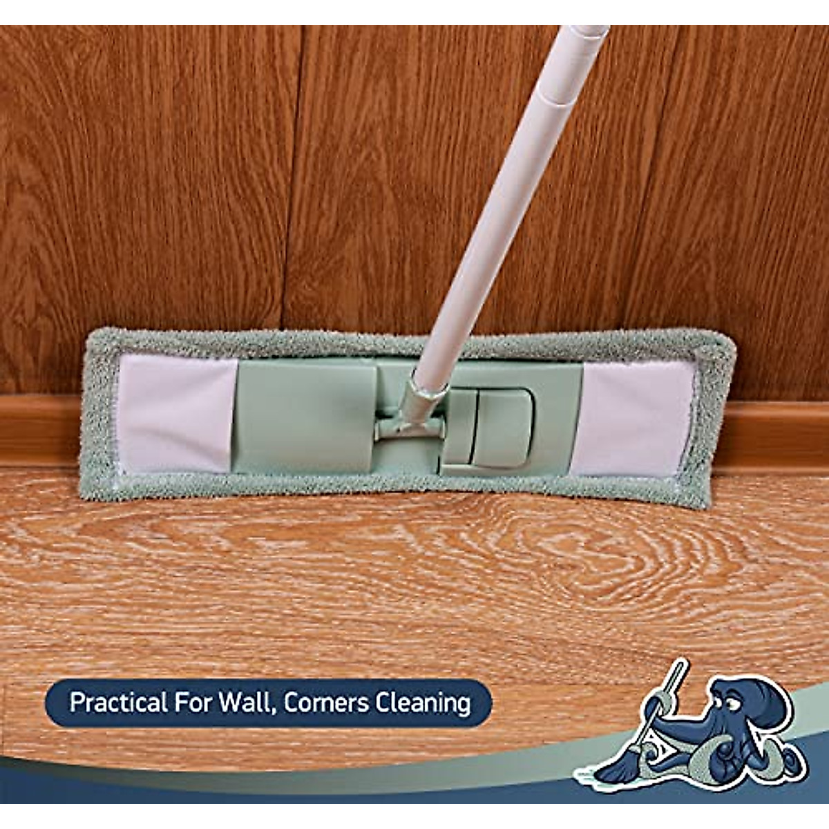 DSV Standard Professional Microfiber Floor Mop with 3 Washable Mop Pads and 1 Dirt Removal Scrubber | 360° Rotation Mop Head 16.8" | Ideal for Hardwood, Laminate, Tile & For Home/Office Floor Cleaning