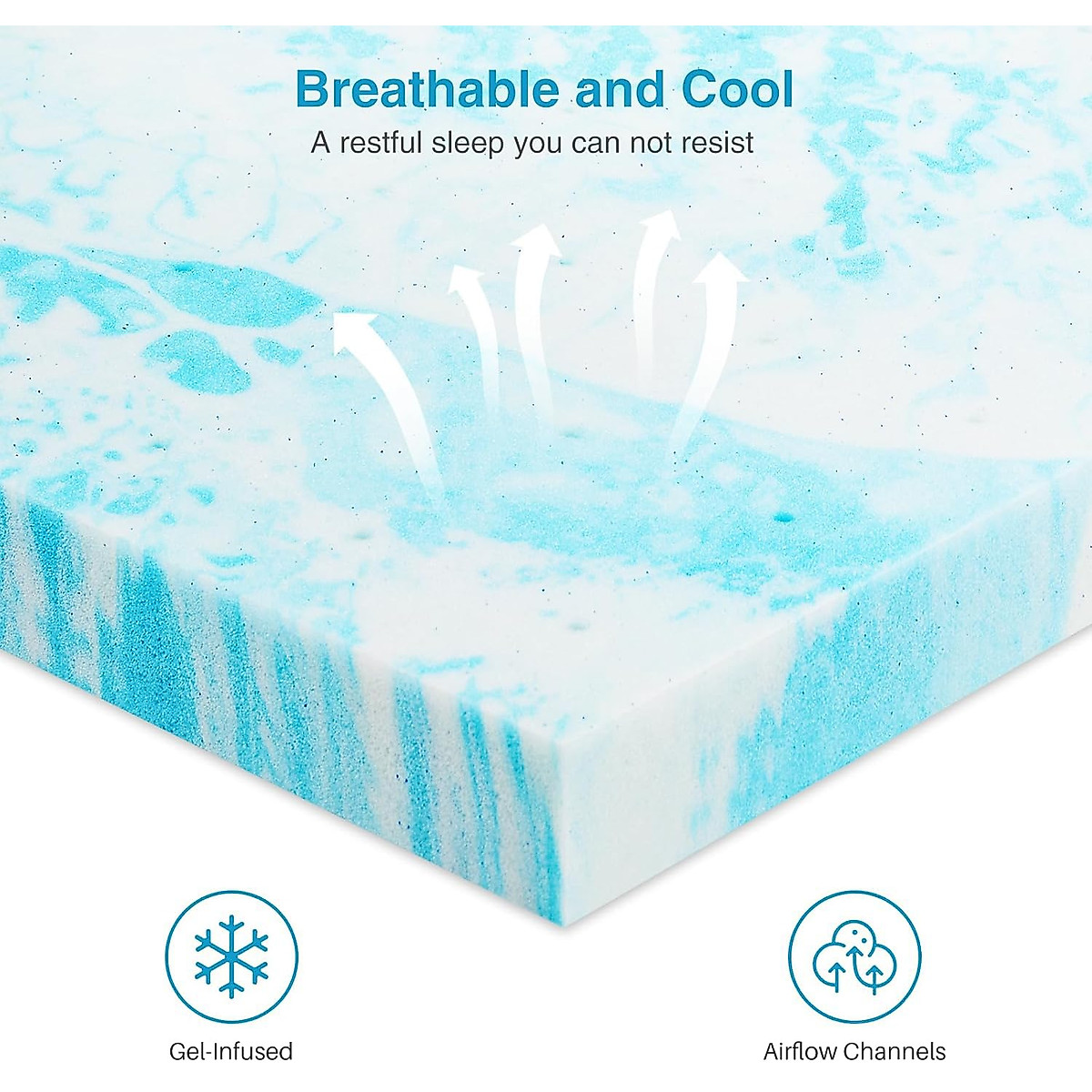 Mattress Topper, Twin Size Cooling Memory Foam Bed Toppers, 2 Inch Soft Mattress Pads for Sleeper Sofa, RV, Camper, CertiPUR-US Certified