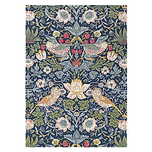 Restoration & Renovation Contemporary Strawberry Wool Area Rug – Handmade Garden-Inspired Floral & Botanical Carpet | Thick, Durable Design, Perfect for Living Room & Bedroom (Navy, 8' x 10')