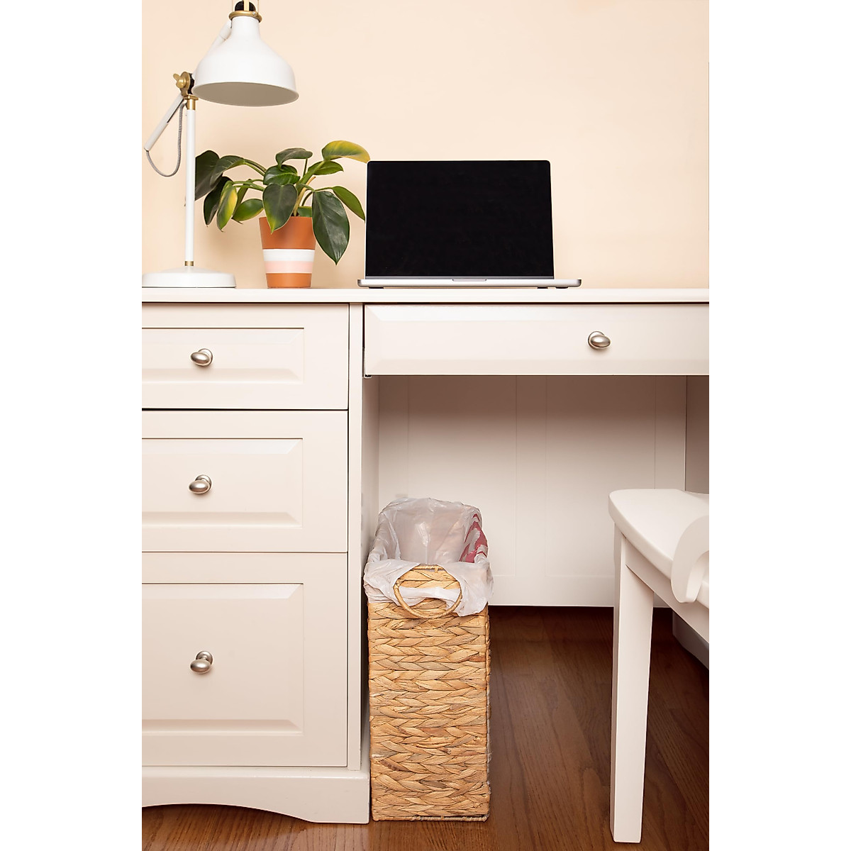 AppliaFit Wicker Trash Can - Fits Grocery Shopping Bags - Waste Basket for Reusing Grocery Shopping Bags (2-Pack)