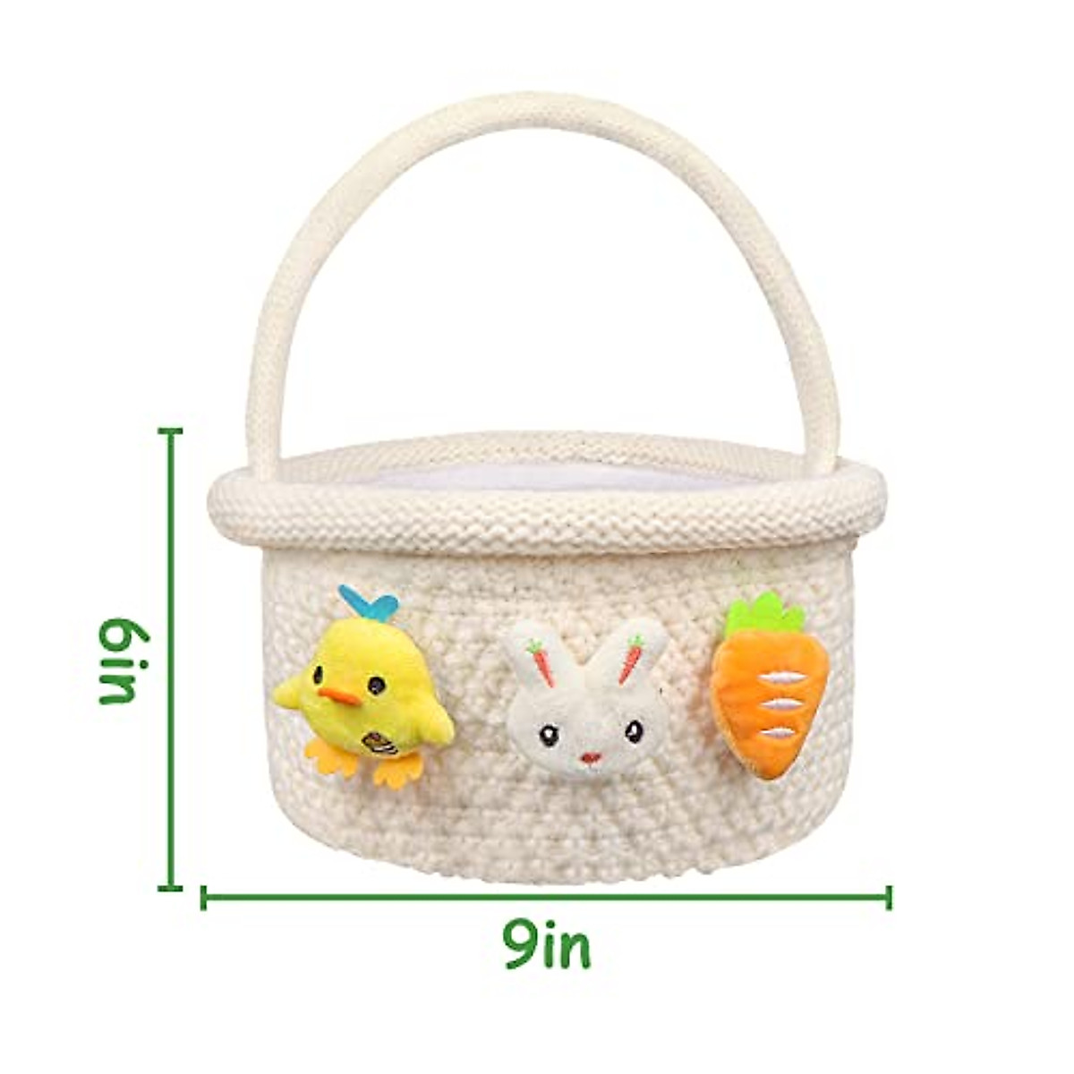 LimBridge Easter Baskets for Kids Baby: Cute Knitted Babys First Easter Basket with Bunny Carrot Chick Decorations for Toddler Girls Boys, Soft Empty Baskets for Toys Gifts Party Favors Stuffers