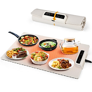Electric Warming Tray with Adjustable Temperature,Large and Full Surface Heating,Rollable & Portable, 3 Heat Settings & Fast Heating，for Holidays, Daily Use,FamilyGatherings