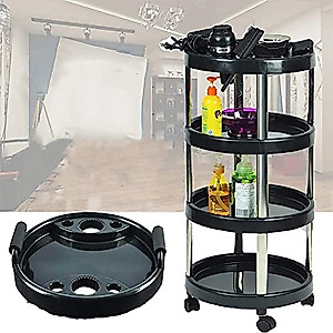Medical Cart Household Utility Carts Trolley, Lab Cart Round Beauty Salon Cart with Universal Wheel, 4 Tier Hairdresser Utility Cart, Mobile Trolley with Hair Dryer Ho