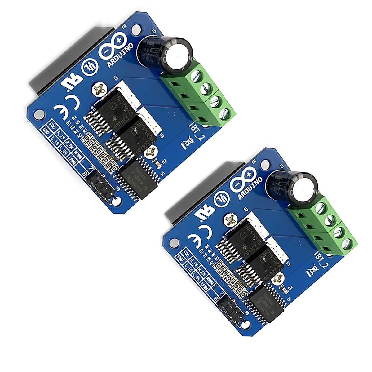 Kiro&Seeu 2PCS Double BTS7960B DC 43A Stepper Motor Driver Module H-Bridge PWM Driving Board for Arduino Smart Car