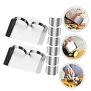 AUTSUPPL 8pcs Kitchen Utensils Holder Kitchen Finger Guards Vegetable Cutting Hand Protector Finger Protective Guard Chopping Dicing Finger Protector Top Gadgets Stainless Steel
