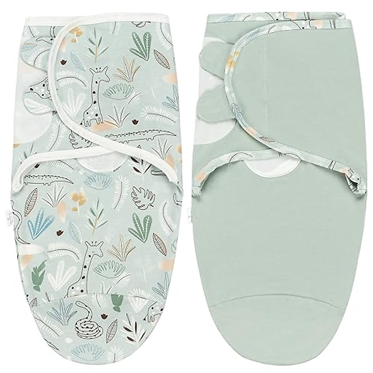 ZIGJOY Swaddle Blanket Cotton Knit Baby Wrap 3-6 Months, 0.5 Tog Newborn Wearable Swaddle Sleep Sacks，Adjustable 2 Pack Infant Sleep Sack for Baby Boy Girl（Green）