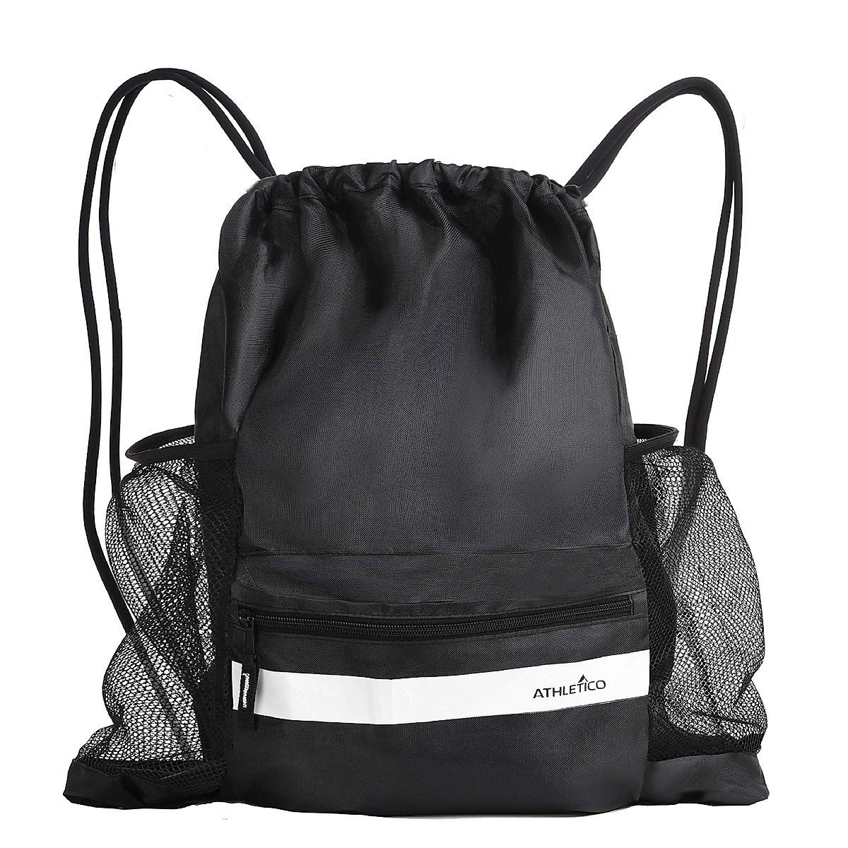 Athletico Drawstring Soccer Bag - Soccer Backpack Can Also Carry Baskeyball or Volleyball (Black)