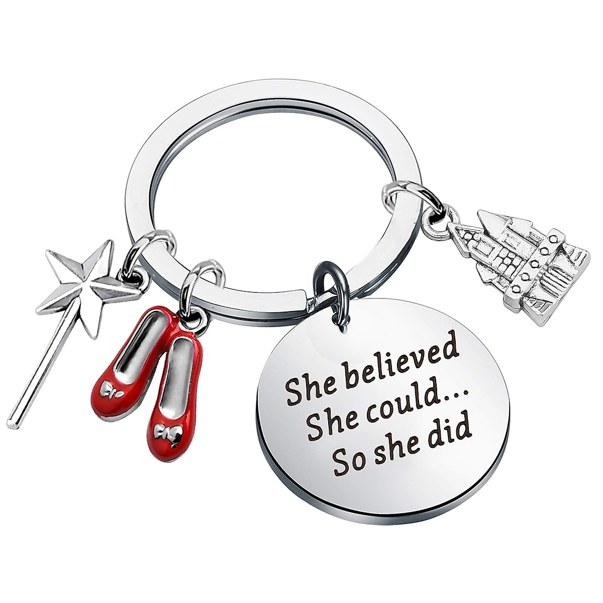 BAUNA Wizard Inspired Ruby Red Slippers Keychain She Could Movie Fan Jewelry(Oz Keychain)