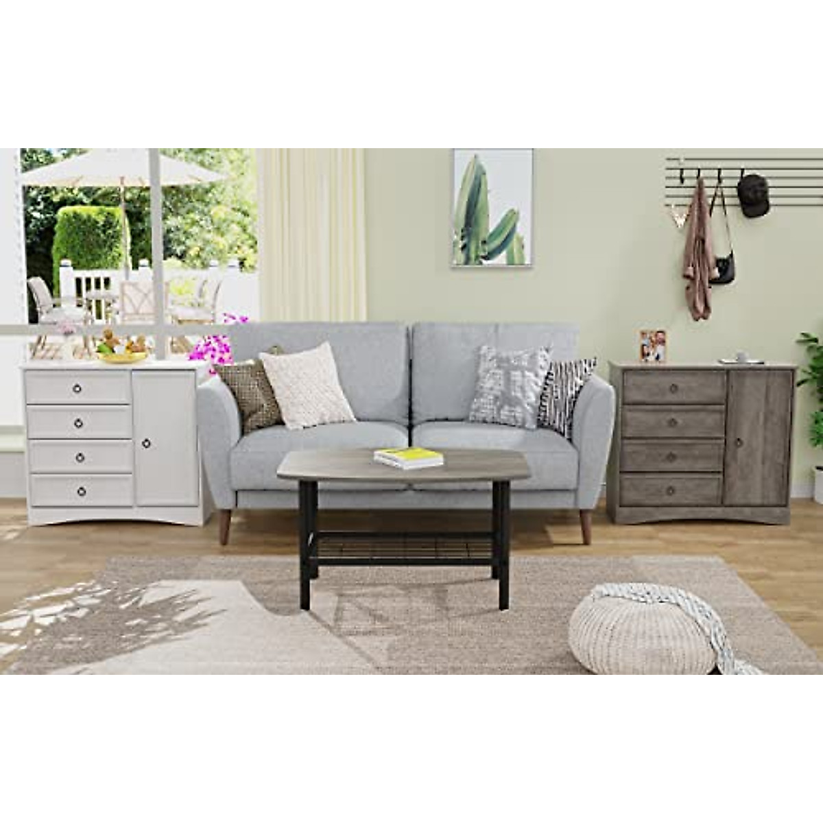 LGHM Modern 4 Drawer Dresser Set of 2, Dressers for Bedroom Adjustable Shelves, Tall Chest of Drawers Closet Organizers and Storage for Clothes - Easy Pulls, Textured Borders White