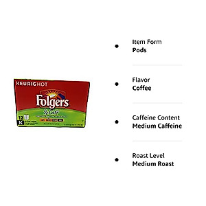 FOLGERS K CUPS Half Caff Ground Coffee K Cup Pods, 12 ct