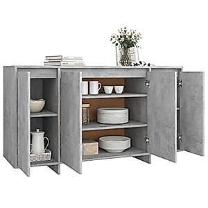loibinfen Sideboard Buffet Server Storage Cabinet with 4 Doors, Console Table Home Kitchen Sideboard Dining Room Furniture Entryway Cupboard, Concrete Gray 53.1"x16.1"x29.5" -AA