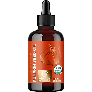 USDA Organic Pumpkin Seed Oil - 100% Pure Pumpkin Seed Oil for Hair Growth Dry Skin and Anti Aging Face Oil - Organic Hair Oil for Dry Damaged Hair and Growth - Virgin Cold Pressed & Unrefined (4oz)