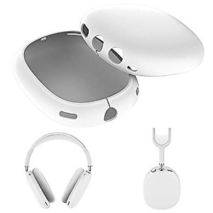 FitTurn Earpads Cover Case Compatible with AirPod Max Wireless Headphone, Silicone Anti-Scratch Protective Case for AirPod Max, Earcup Protectors Enrich Color & Prevent Earphones from Bumping (White)