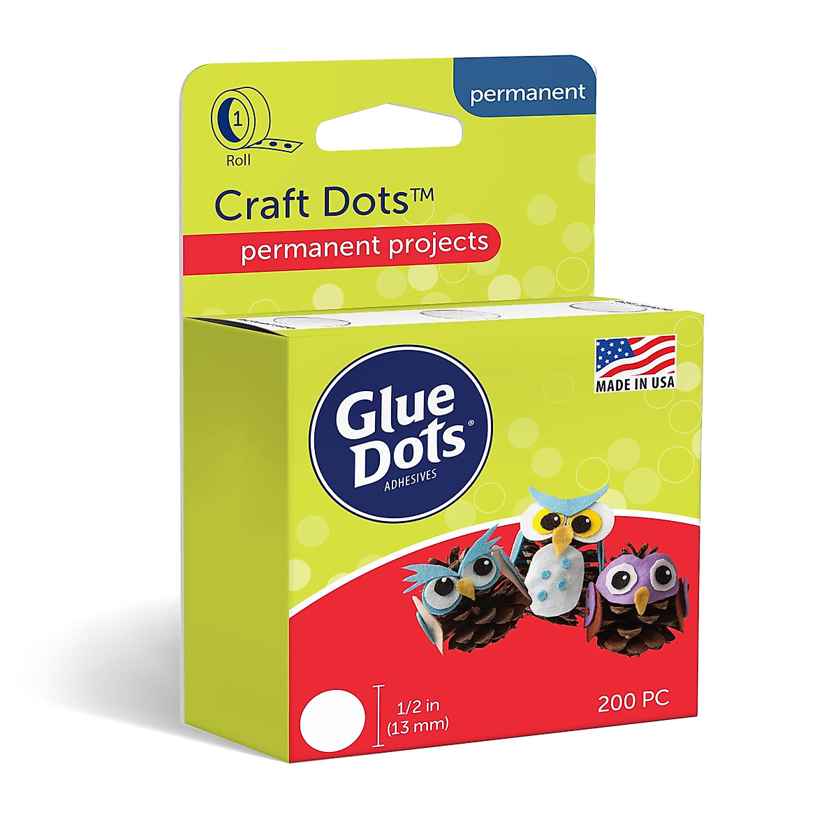 Glue Dots, Clear, Double-Sided Craft Dots, 1/2, Roll of 200 (08165E)