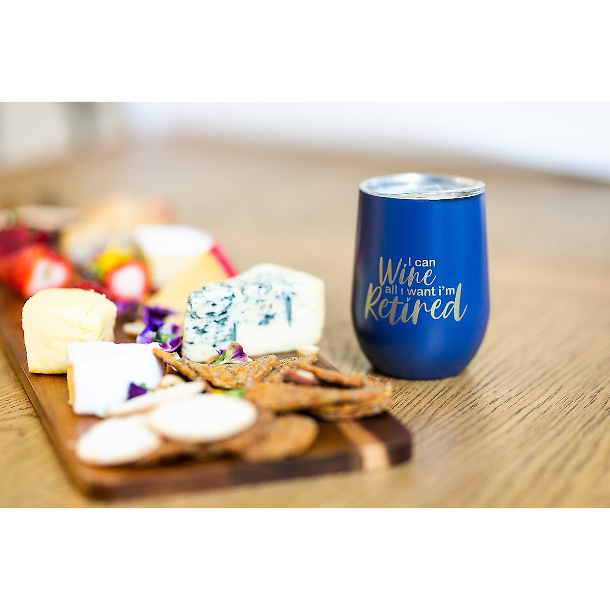 Verre Esprit Retirement Wine Tumbler 12 Oz -Retired Wine Glass - Retirement Gifts Wine Glass - I Can Wine All I Want I'm Retired - Stainless Steel Drinking Cup - Comes In Stunning Gift Box