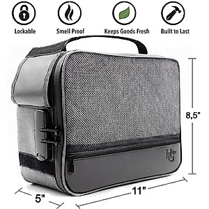 Herb Guard Extra Large Smell Proof Case with Combination Lock (Smell Proof Box Holds Herbs, Spices, Teas and Dried Foods) Comes with Smell Proof Jar, Built In Tray, Travel Bags