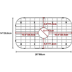 MIYUPTC Kitchen Sink Grates Bottom Grid for Kitchen Sink, Stainless Steel Metal Sink Bottom Grid Sink Protector Grid Center Drain Hole, Sink Grate (26"Lx14"W)
