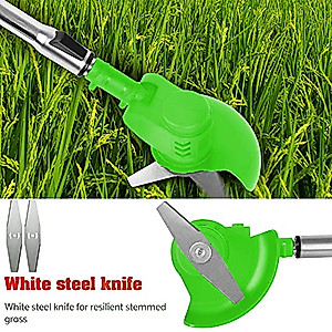 Electric Weed Wacker - 24V Li-Ion Cordless String Trimmer Weed Eater with Charger and 2 Battery, Lightweight Portable Grass Edger Lawn Mower for Lawn, Yard, Garden (Green w/Wheels)