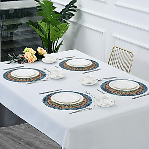 Qilmy Mandala Round Placemats Non-Slip Washable Polyester Table Mats Set of 4 Heat Resistant Placemats for Kitchen Dining Table Decoration