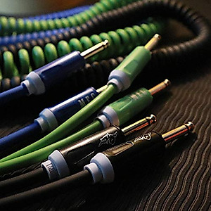 Aestivate Coiled Guitar Cable Electric Instrument Cable 20 ft Curly Instrument Cable Coil Guitar Cable Stretchable Straight to Straight Dual Straight Plugs (Black)