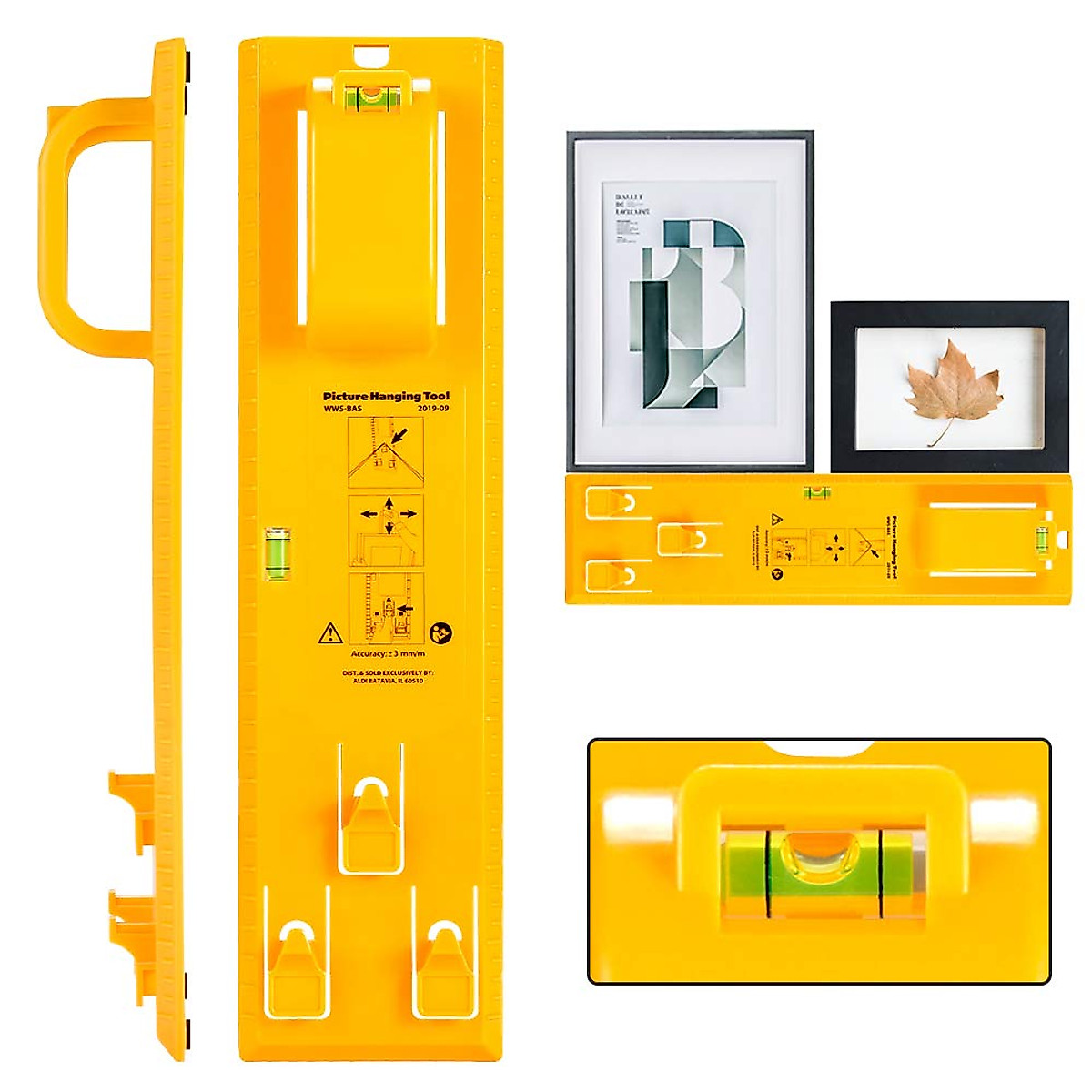 Picture Hanging Tool with Level Easy Frame Picture Hanger Wall Hanging Kit (Yellow Hanging Tool)