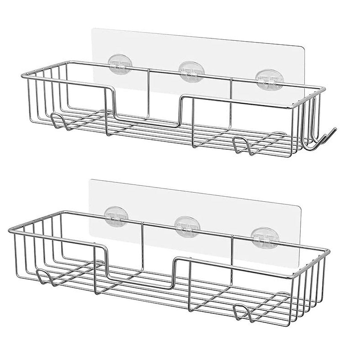 Jninexiu 14 Pack Shower Caddy Adhesive Replacement, Shower Hooks for Shower Caddy Adhesive Replacement Clear Strong Sticker Hooks No Drilling Sticky Hanging Hooks (Assorted Hook)