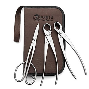 TianBonsai Bonsai Tools 3-Piece Alloy Steel Bonsai tool Kit In Cluding 210mm Long handle Scissors / 205mm Branch Cutter / 205mm Knob Cutter (NBK-01)