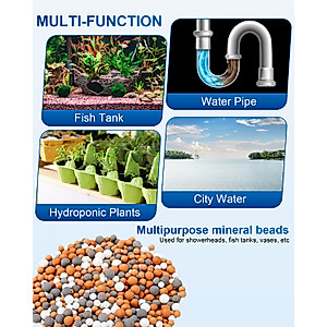 Luxsego Filter Beads fit for Filtered Shower Head, Replacement Showerhead Beans for Purifying Water, 5 oz Anion Mineral Balls Rejuvenate Dry Skin & Hair, 3 Kinds of Ionic Stones Refills Hand Shower