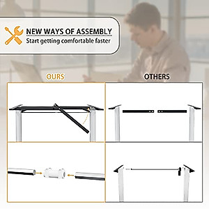 JUMMICO Standing Desk Electric Adjustable Desk Large 55 x 24 Sit Stand Up Desk Home Office Computer Desk Memory Preset with T-Shaped Metal Bracket and Holes for Routing Cables, White