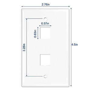 Iwillink 2-Port Keystone Wall Plate 10-Pack, Low Profile Ethernet Wall Plates for Keystone Jack, White