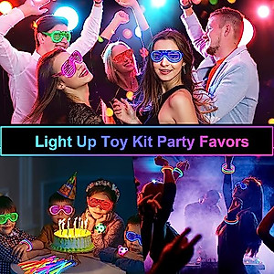 SHQDD140PCS Led Light Up Toys Party Supplies, 20 Flashing Glasses, 20 LED Fidget Spinner Bracelets, 100 Glow Sticks In Dark Party Supplies for Kids Adult, Light Up Party Favors for Birthday Cosplay