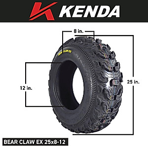Kenda Bear Claw EX 25x8-12 Front ATV 6 PLY Tire Bearclaw 25x8x12 Tire (2 Pack)