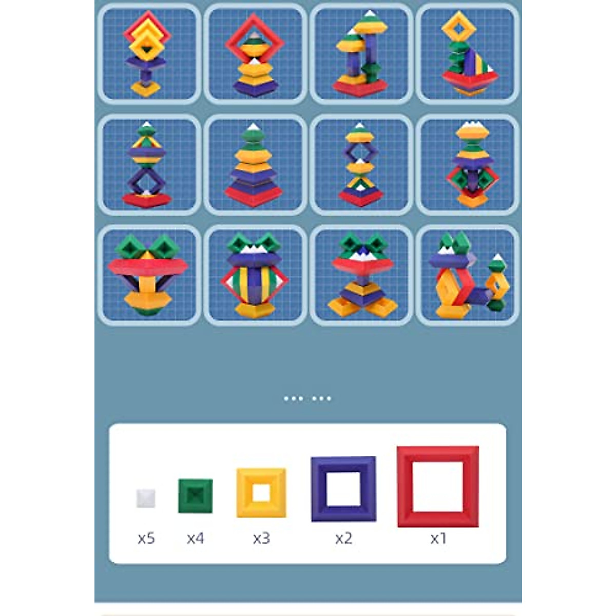 Giroayus Pyramids Stacking Blocks, Building Blocks Stacking Educational Toys, Building Blocks, Toddlers Preschool Learning Activities, Montessori Toys for 1 2 3 4 5 Year Old. (60 pcs)